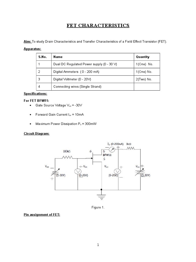 FET Characteristics: Drain & Transfer Study | PDF | Field Effect ...