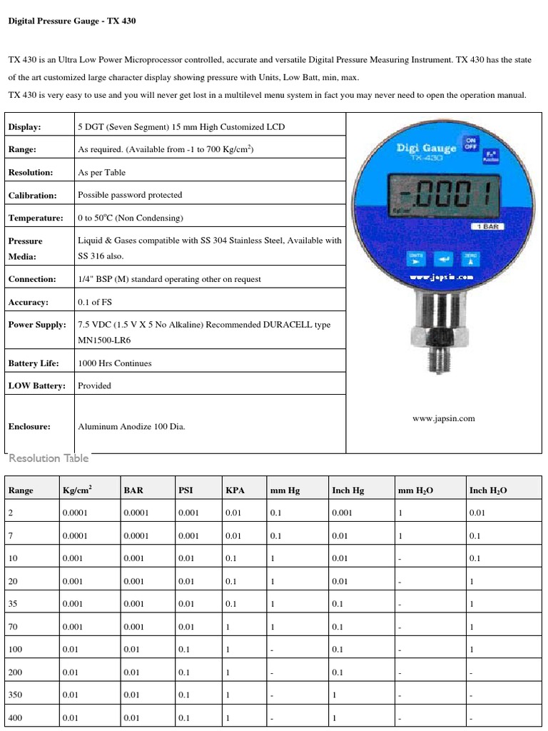Cat Digital Pressure Gauge | PDF