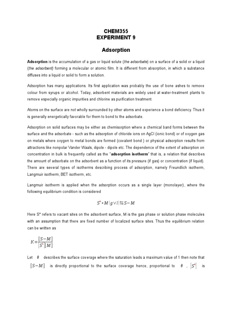 Acetic Acid Adsorption Isotherm Study | PDF | Adsorption | Chemistry