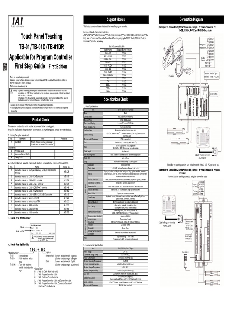 Touch Panel Teaching TB-01/TB-01D/TB-01DR Applicable For Program ...