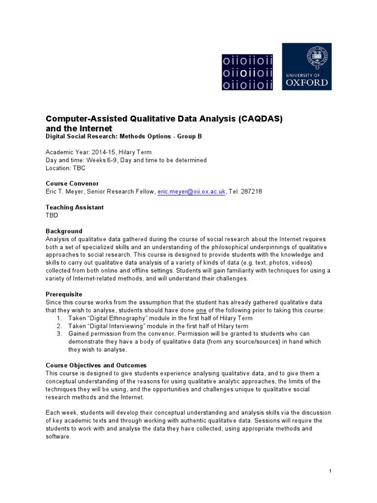 Computer-Assisted Qualitative Data Analysis (CAQDAS) and the Internet ...