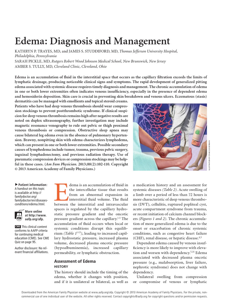 Edema Diagnosis and Management AAFP.pdf | Edema | Vein