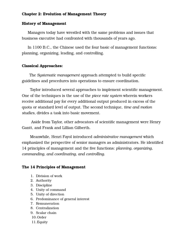 Chapter 2 Principles of Management | PDF | Organizational Behavior ...