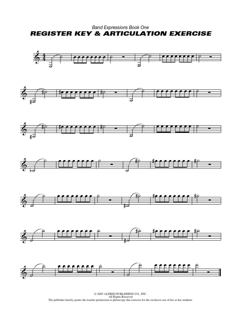 Register Key & Articulation Exercise: Band Expressions Book One | PDF