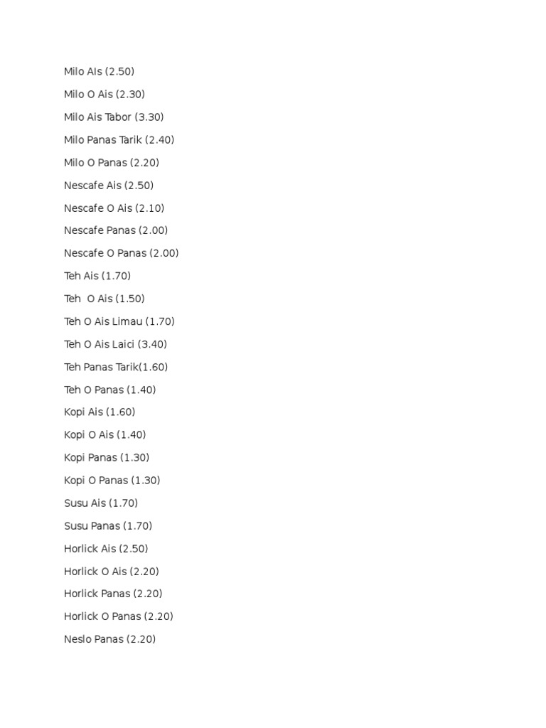 Menu Rumah Aor | PDF