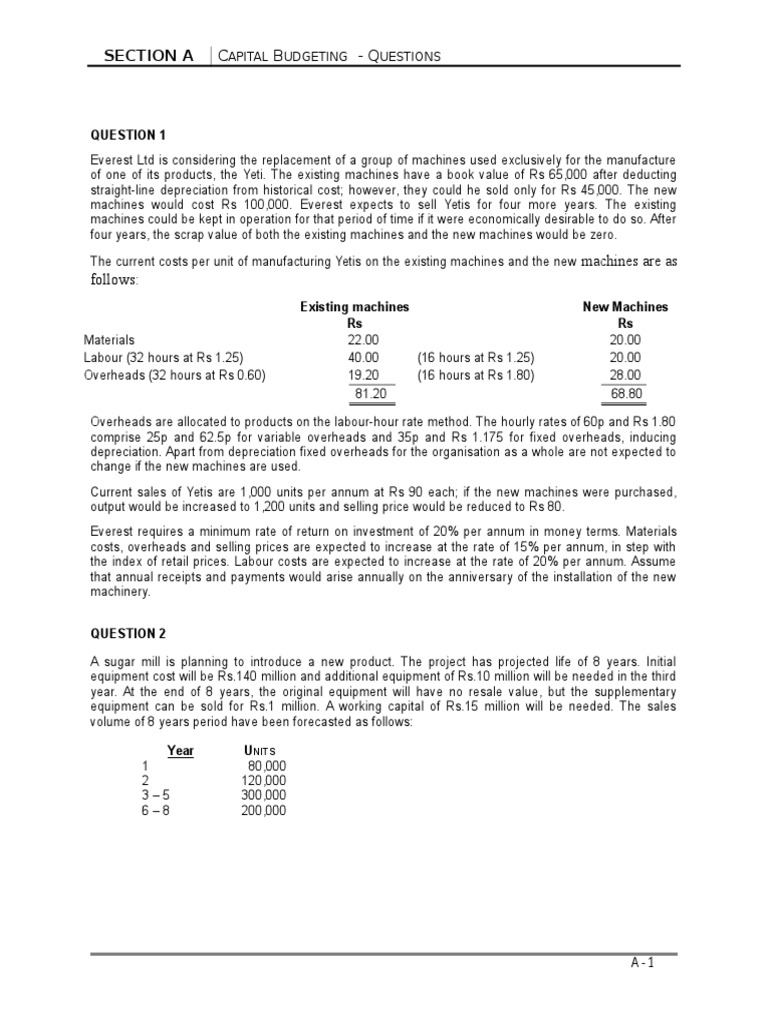 Section A - Questions | PDF | Depreciation | Net Present Value