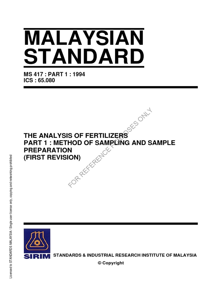 MS Standard | PDF | Fertilizer | Chemical Substances