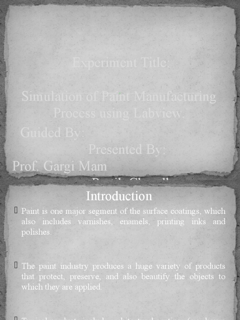 Experiment Title: Simulation of Paint Manufacturing Process Using Labview | PDF | Paint | Industries