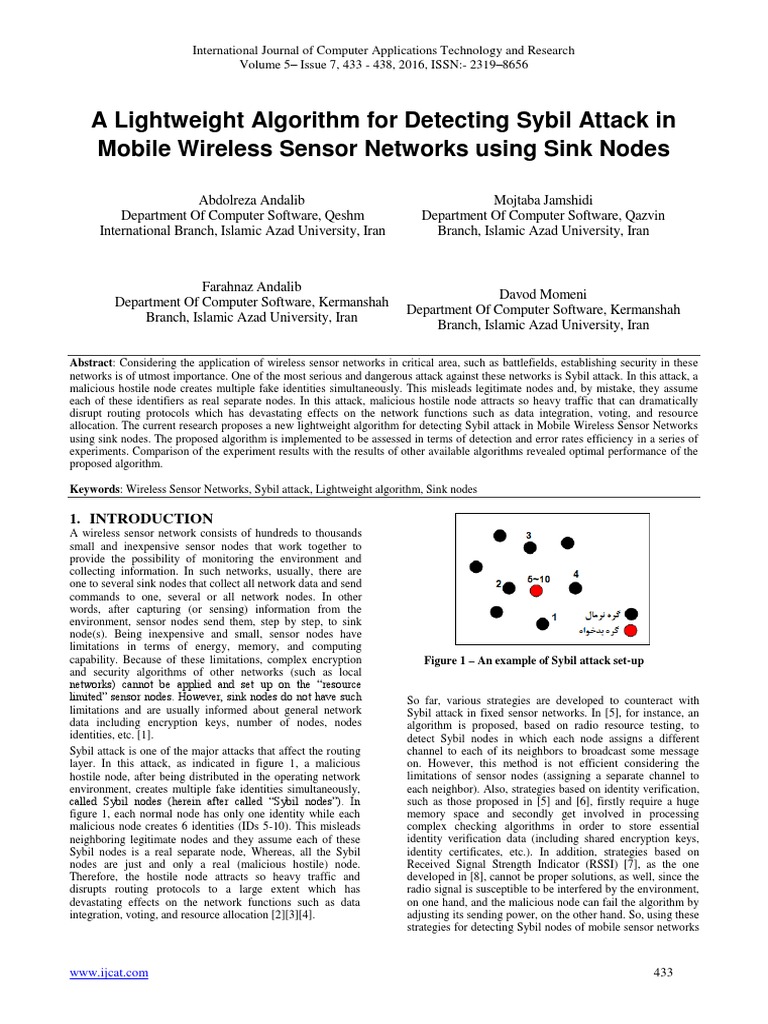 A Lightweight Algorithm For Detecting Sybil Attack In Mobile Wireless Sensor Networks Using Sink