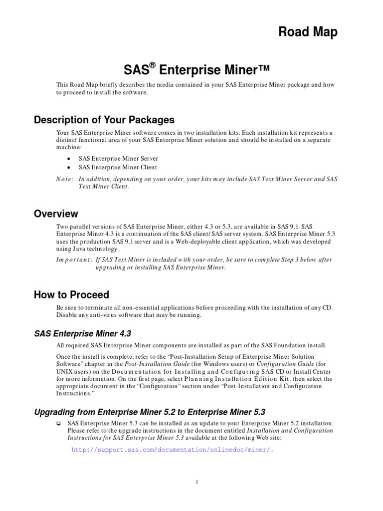 Road Map: Description of Your Packages | PDF | Sas (Software) | Server ...