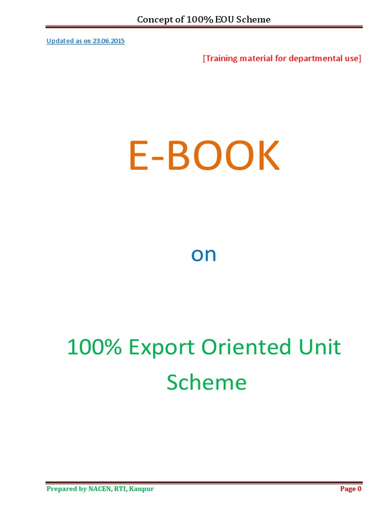 E-Book On EOU Scheme | PDF | Exports | Excise