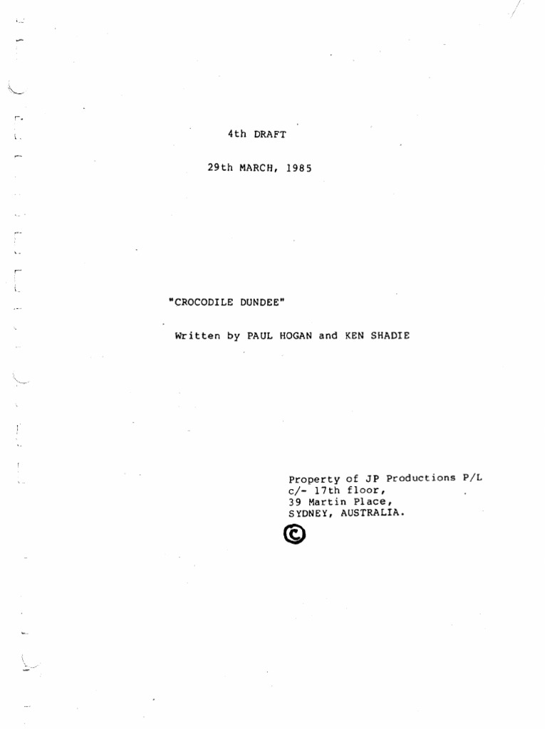 Crocodile Dundee Script Excerpt | PDF | Mystery, Thriller & Crime Fiction
