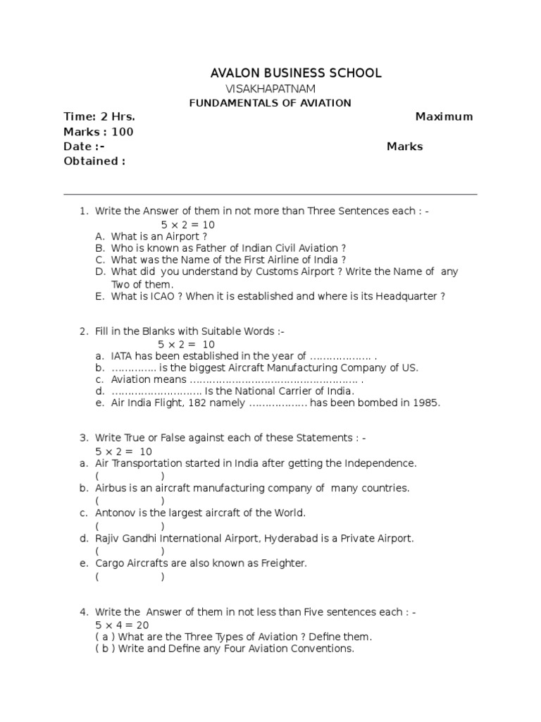 Fundamentals of Aviation | PDF