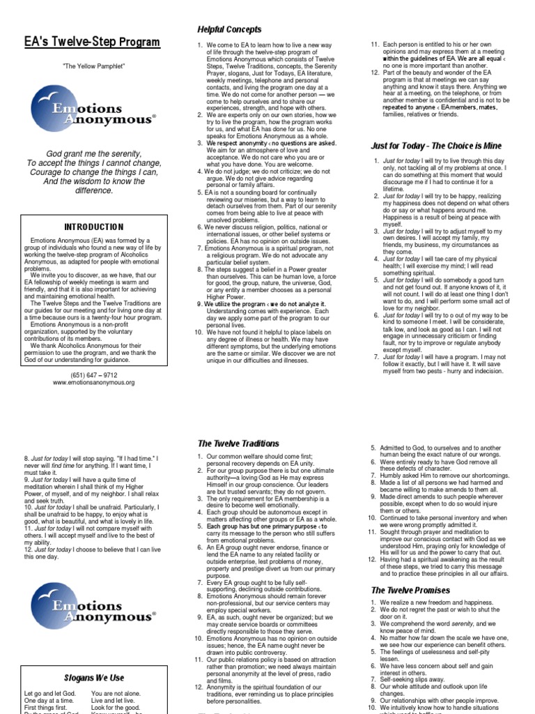 Emotions Anonymous | Twelve Step Program | Psychological Concepts