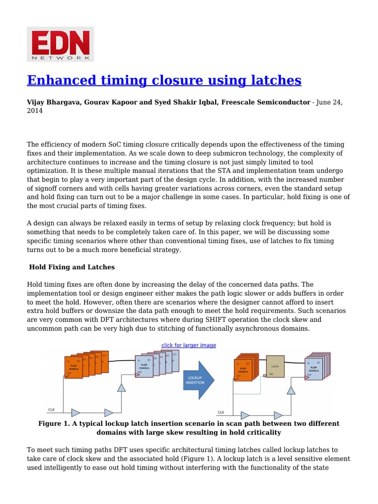 Enhanced Timing Closure Using Latches | PDF | Electronic Engineering ...