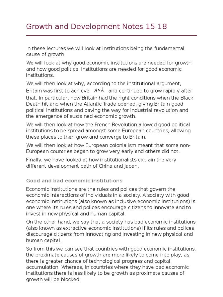 Growth and Development Notes 15-18 | PDF | Atlantic Slave Trade ...