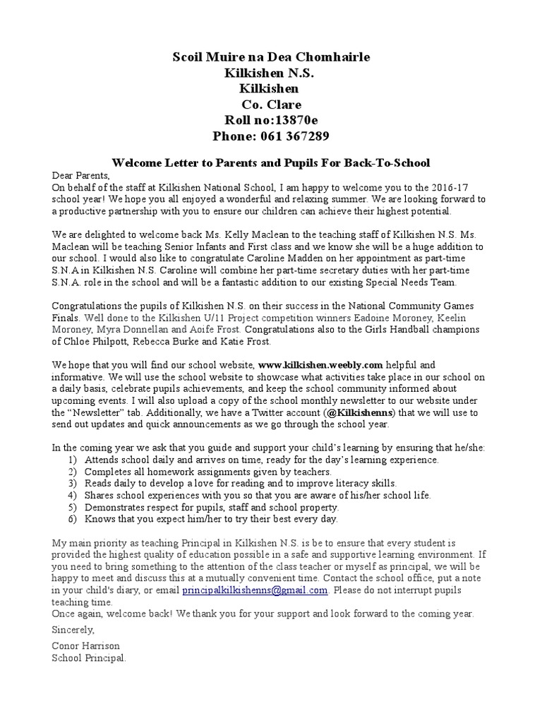 Welcome Back Letter | Download Free PDF | Teachers | Pedagogy