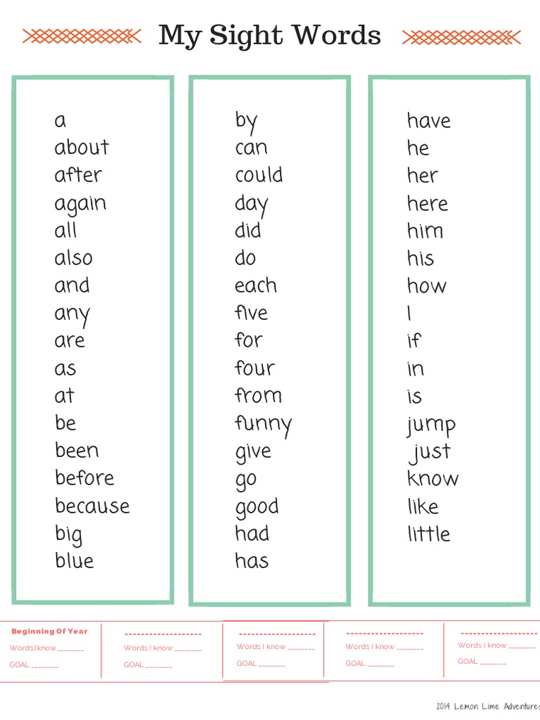 First 100 Fry Sight Words | PDF