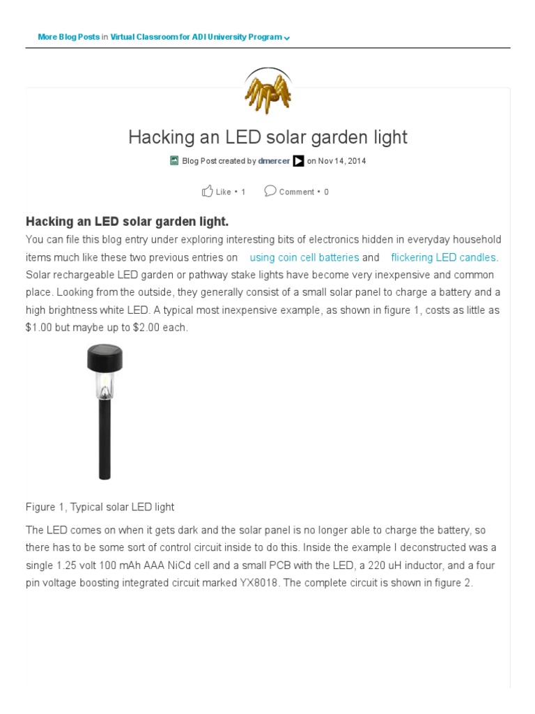 Hacking an LED Solar Garden Light: Exploring an Inexpensive Electronics Project to Learn About ...