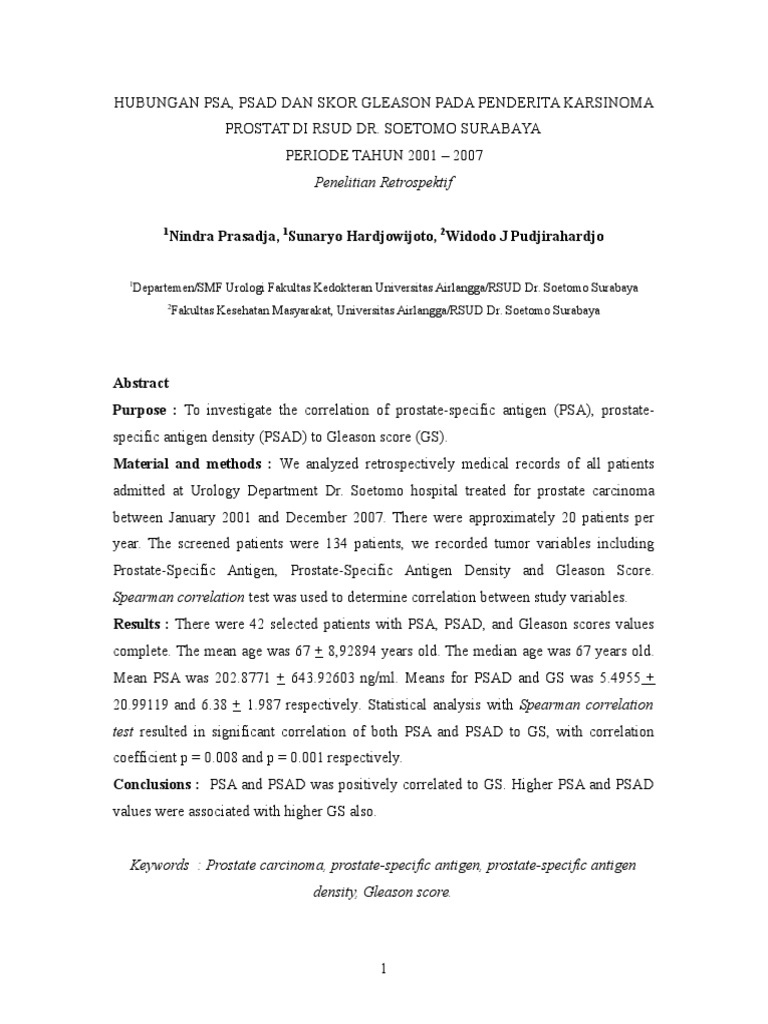 Hubungan Psa Dengan Skor Gleason Pada Karsinoma Prostat | PDF | Self ...