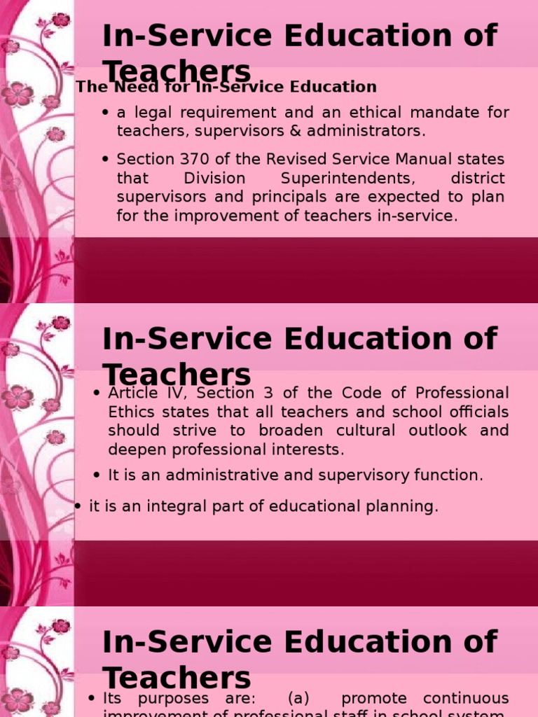 In-Service Education For Teachers | PDF | Teachers | Quality Of Life