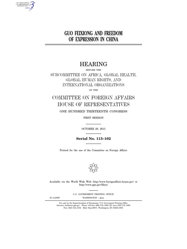 Guo Feixiong and Freedom of Expression in China: Hearing | PDF | China ...
