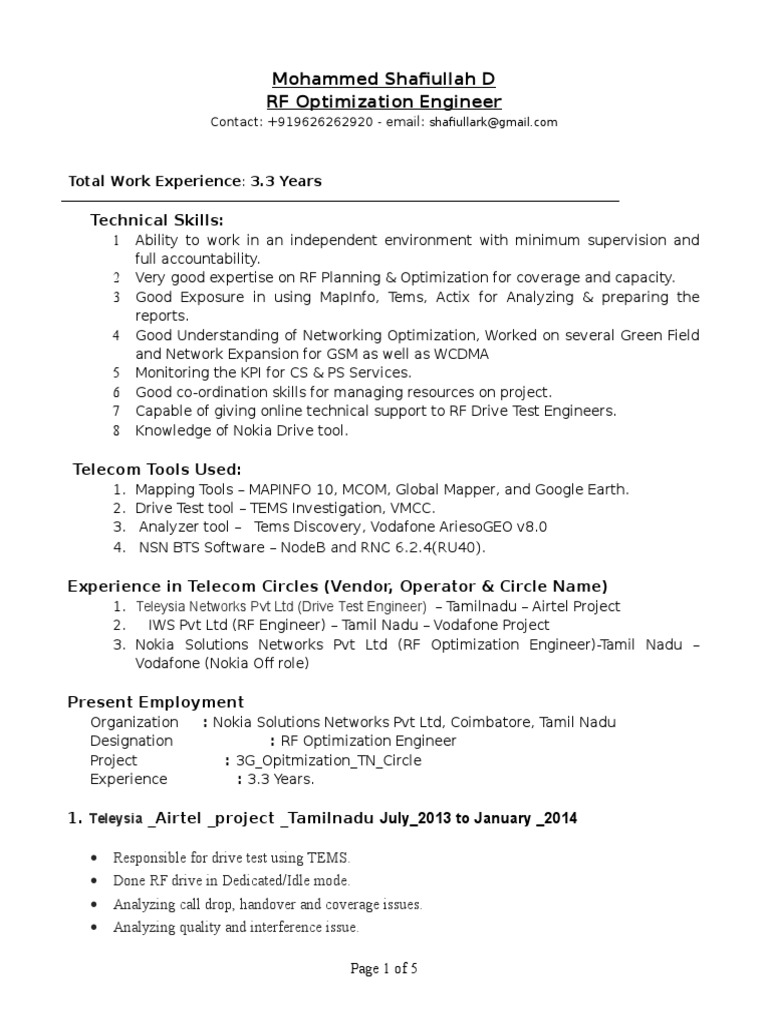 RF Optimization Engineer | PDF | Accessibility | 3 G