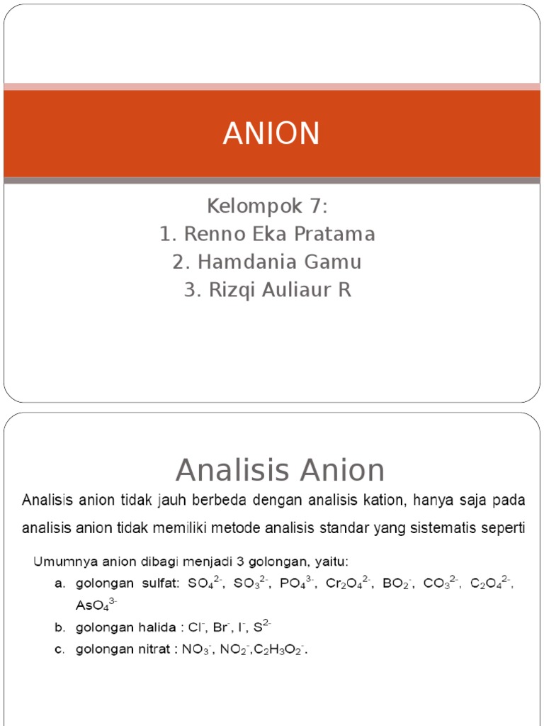 Analisis dan Identifikasi Anion Golongan | PDF