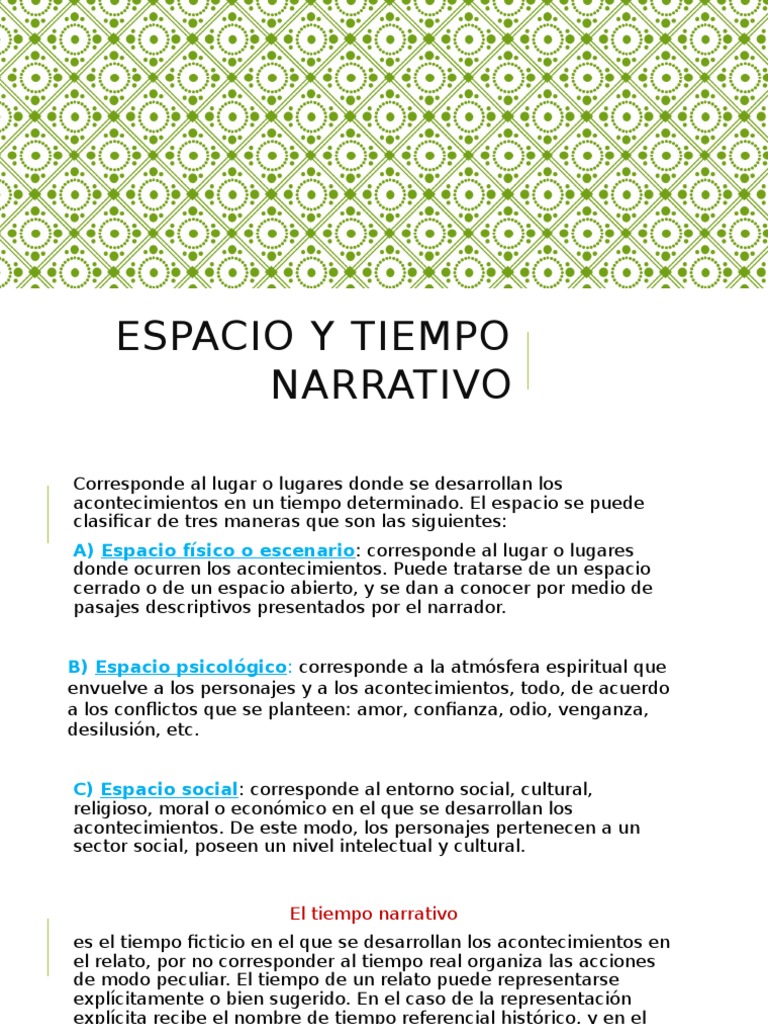 Espacio y Tiempo Narrativo | PDF | Narración | Hora