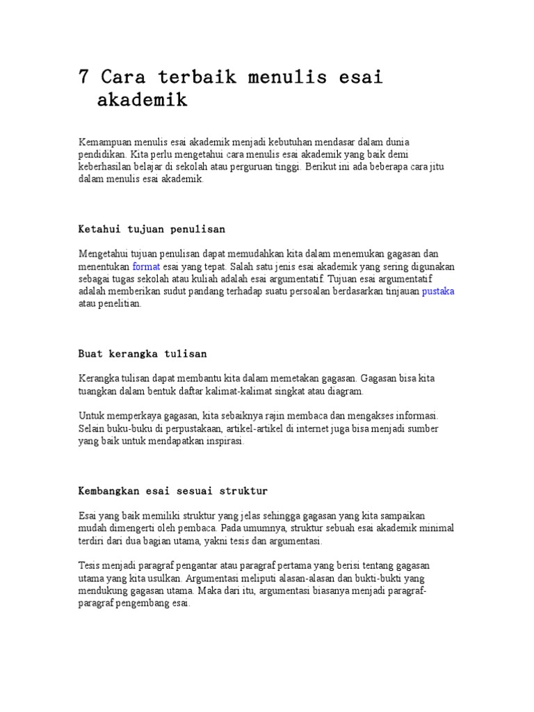 7 Cara Terbaik Menulis Esai Akademik Pdf