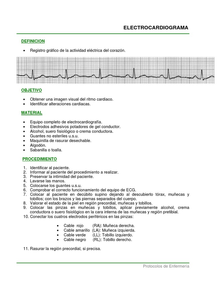 Protocolo Electrocardiograma | Electrocardiografia | Fisiología