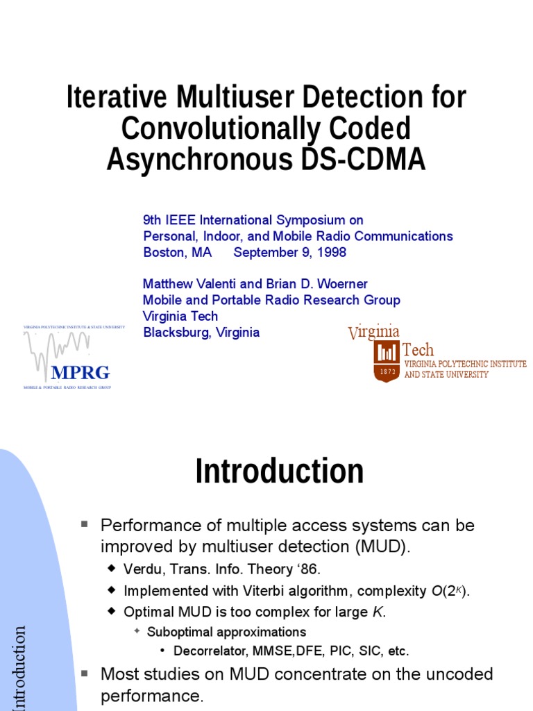 Iterative Multiuser Detection For Convolutionally Coded Asynchronous DS-CDMA | PDF | Forward ...