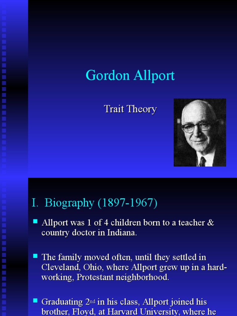 Gordon Allport: Trait Theory | PDF | Self Concept | Emergence