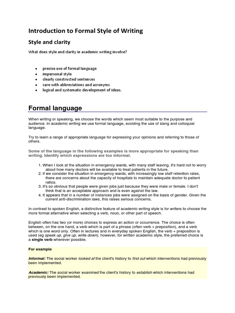 Understanding Formal Writing Style | PDF | Verb | English Language