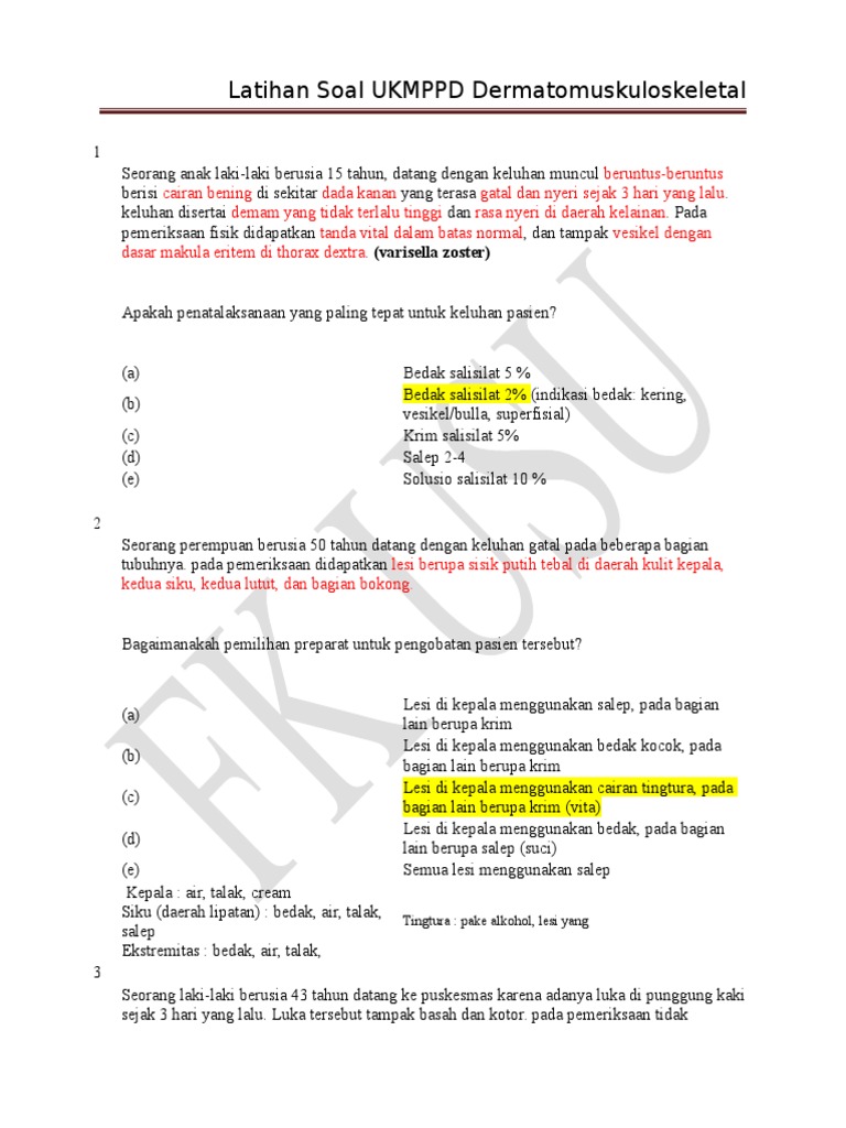 Latihan Soal UKMPPD Dermato-Musculoskeletal | PDF