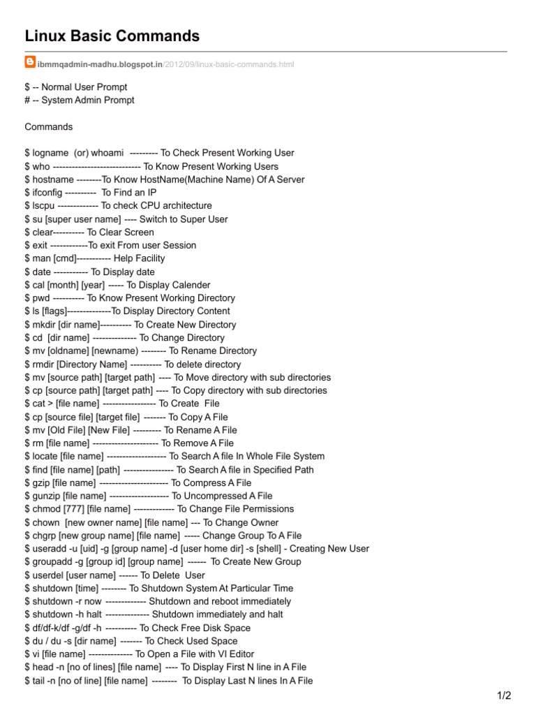 Basic Commands Linux | PDF