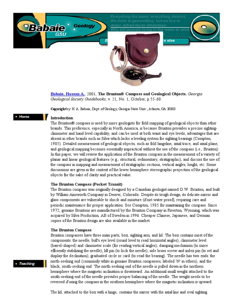 How To Use A Brunton Compass | PDF | Compass | Line (Geometry)