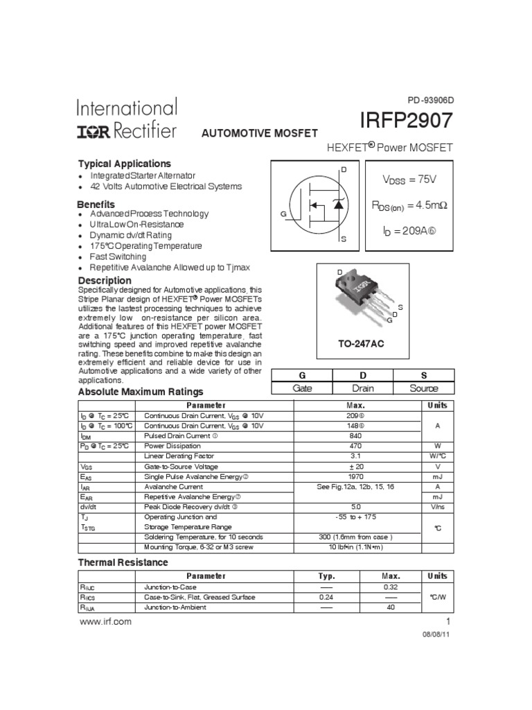 irfp2907 | Field Effect Transistor | Mosfet