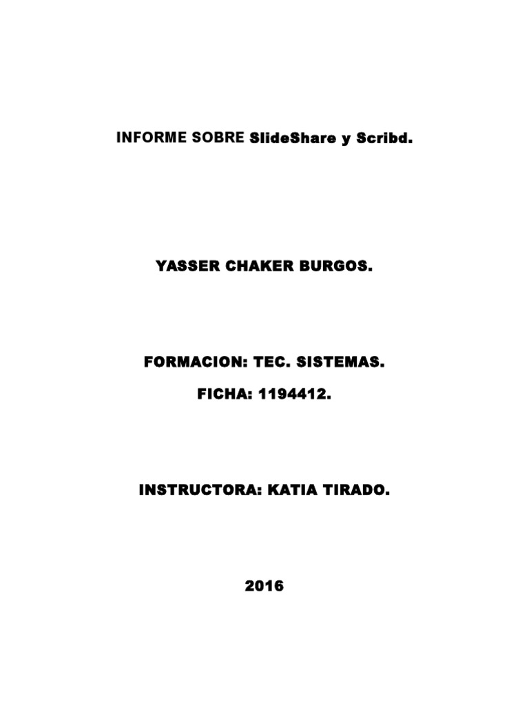 INFORME SOBRE SlideShare y Scribd | PDF