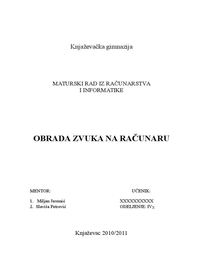 P. Vukojevic-Obrada Zvuka Na Racunaru 2011 | PDF