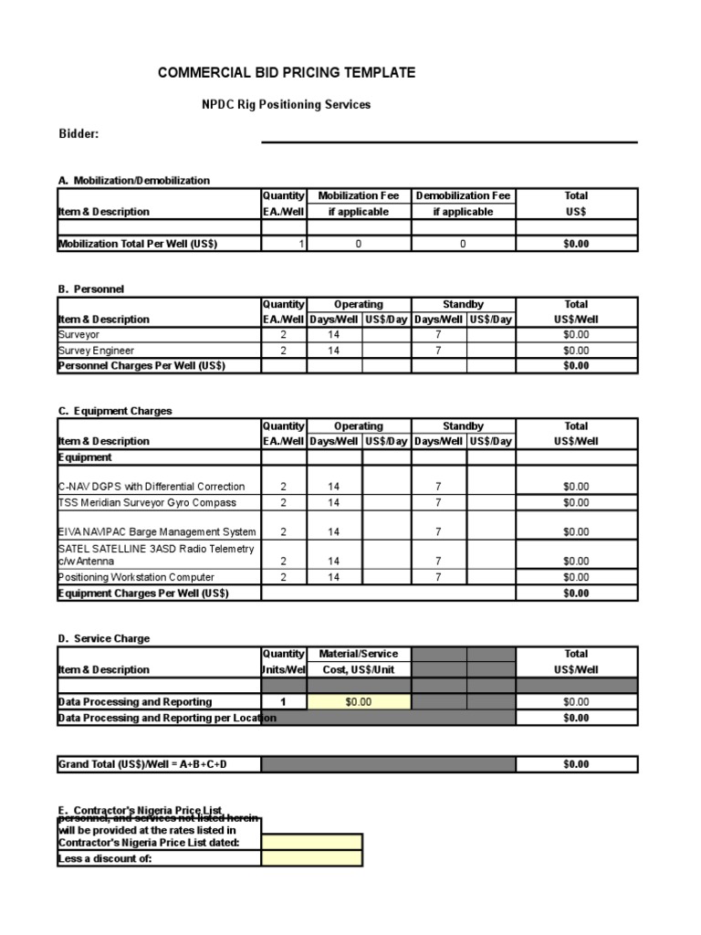 Commercial Template Rig Positioning | PDF