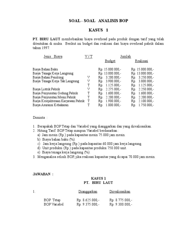 Soal Analisis Bop | PDF
