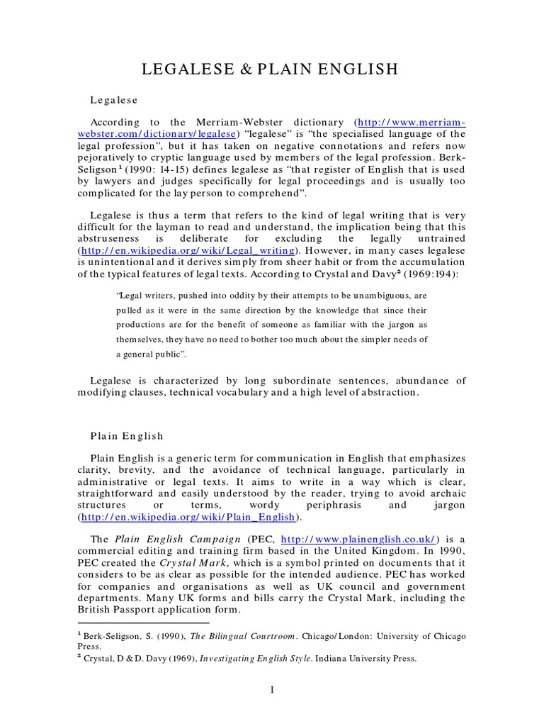 Legalese and Plain English | PDF | Linguistic Typology | Style (Fiction)