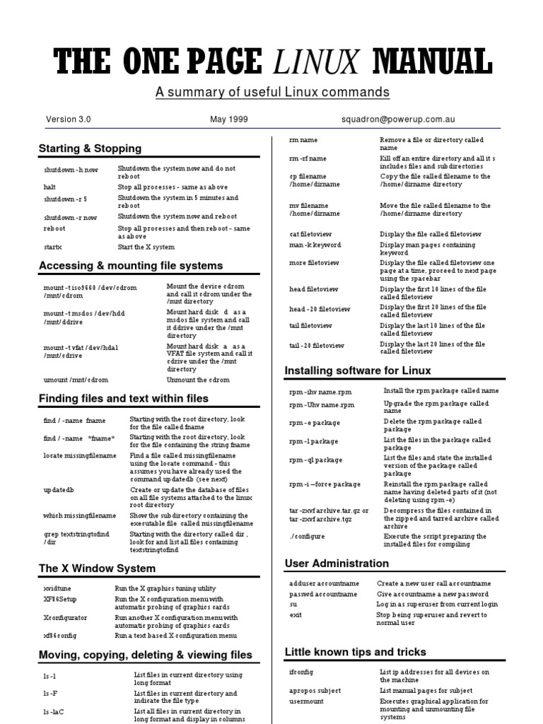 The One Page Linux Manual | Download Free PDF | Business