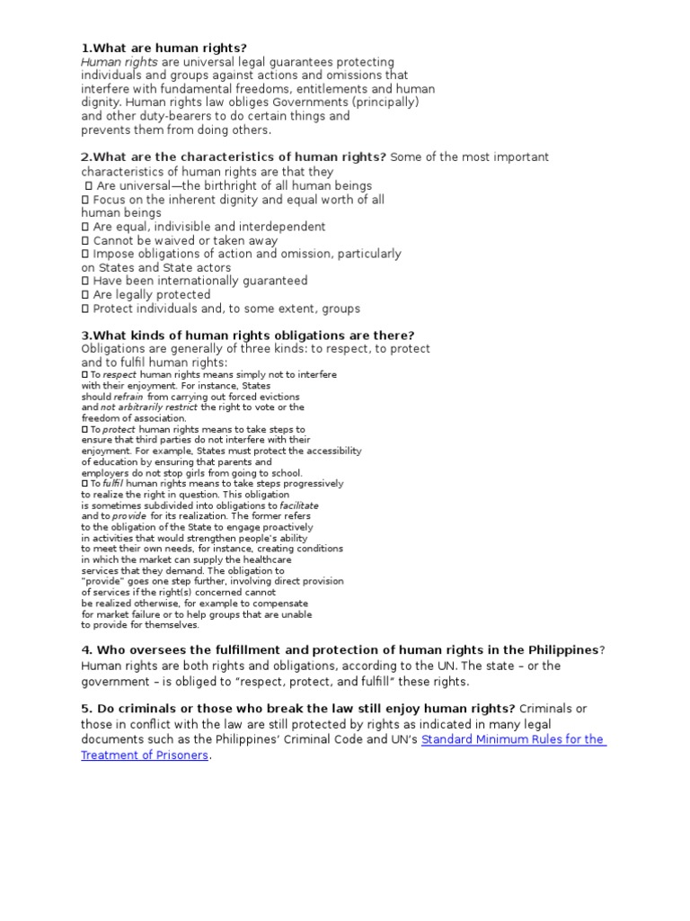 2.what Are The Characteristics of Human Rights? Some of The Most ...