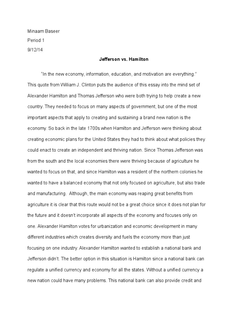 Jefferson vs. Hamilton | PDF | Alexander Hamilton | Thomas Jefferson