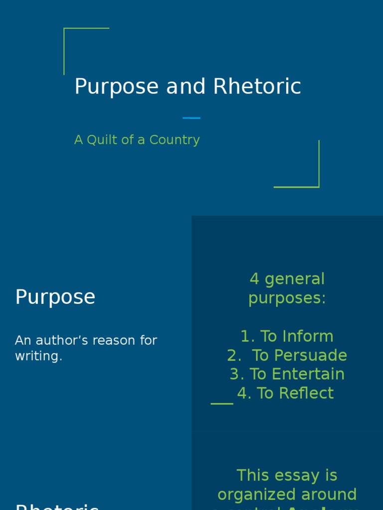 Purpose and Rhetoric in A Quilt of A Country | PDF | Philology ...