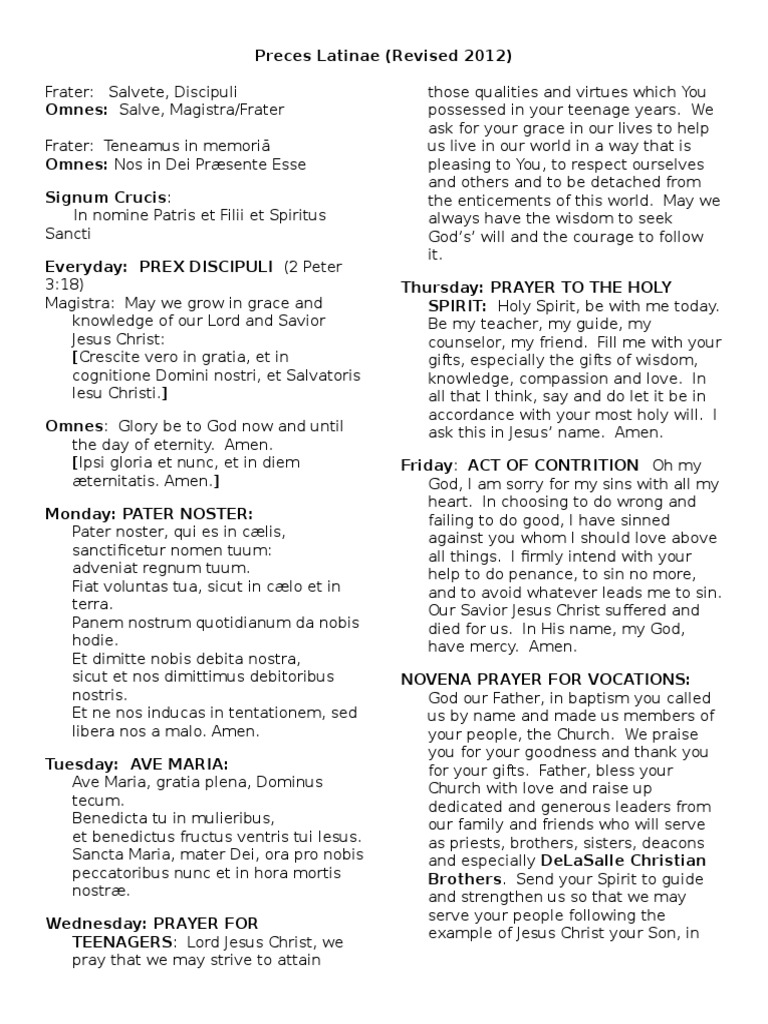 Latin Prayers | PDF | Christian Worship And Liturgy | Ancient Mediterranean Religions