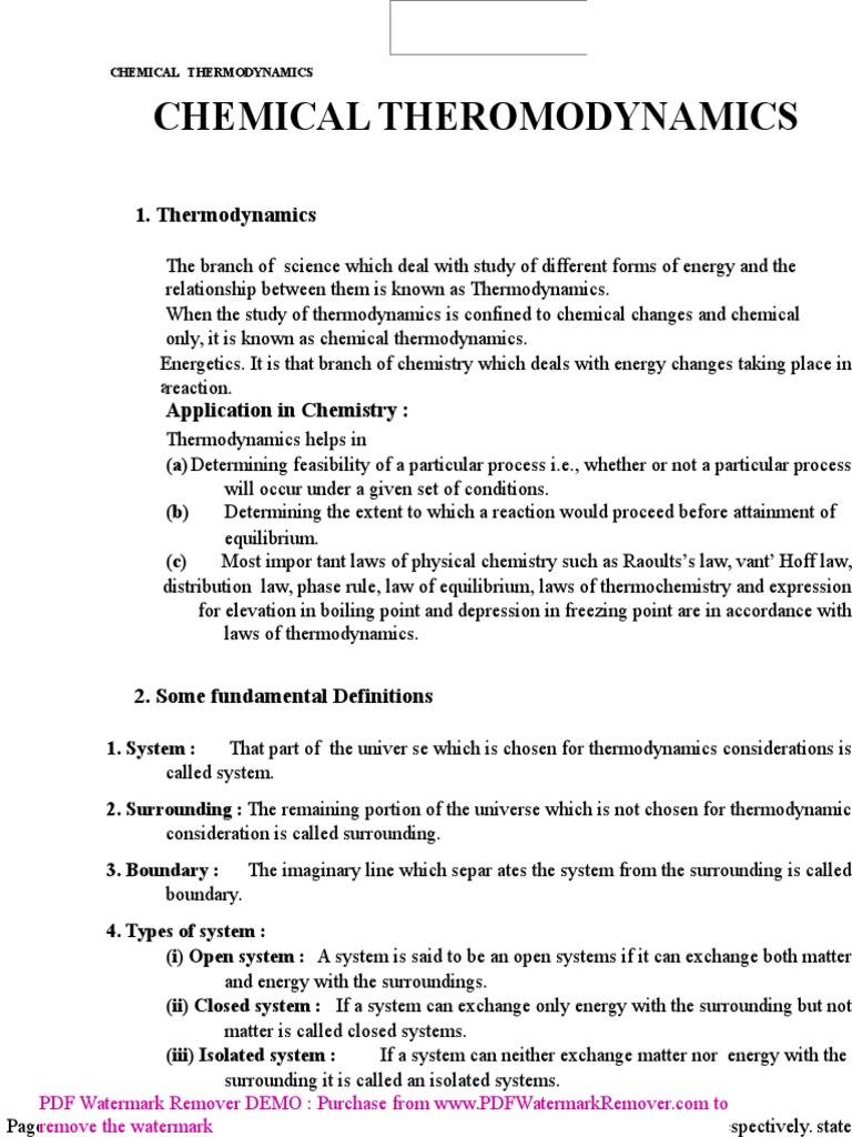 Thermodynamic Notes | PDF | Enthalpy | Chemistry