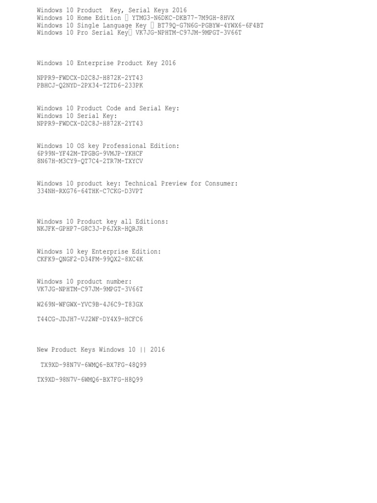 Windows 10 Keys | PDF